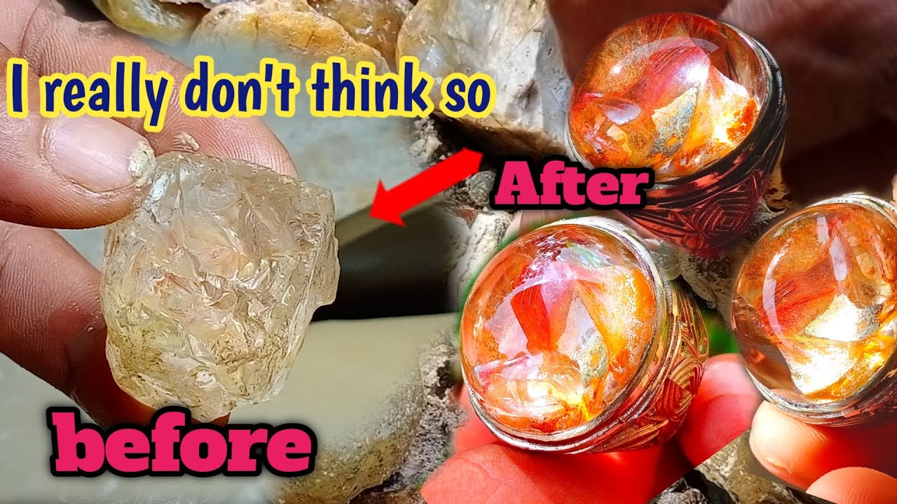 Cutting kinyang crystal stones with unique rare coral motifs is second ...