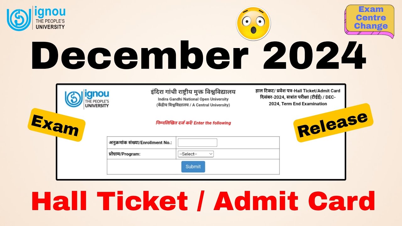 IGNOU Hall Ticket Download 2024 | admit card 2024 | kaise download ...