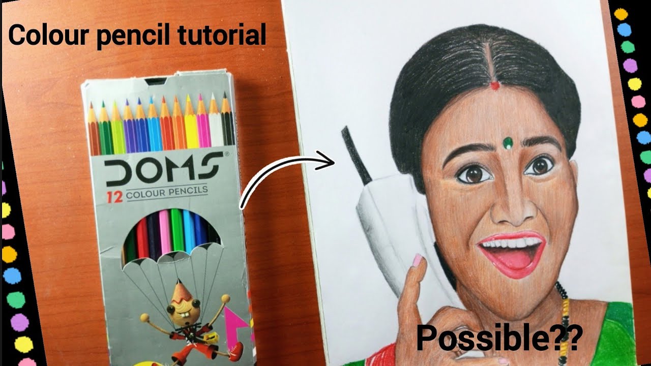 Color pencil drawing step by step || daya ( disha vakani) bhabhi ...