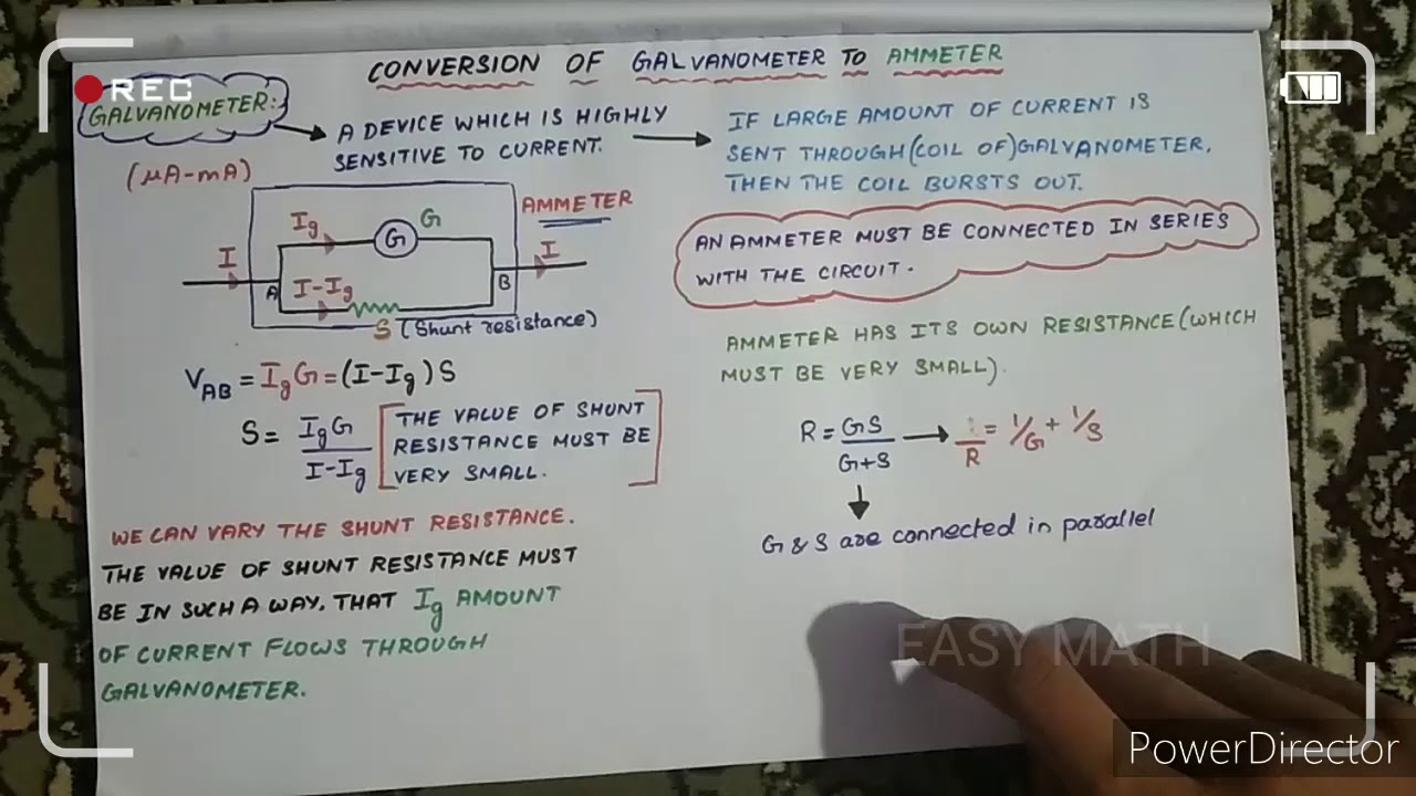 Conversion of galvanometer into ammeter - YouTube
