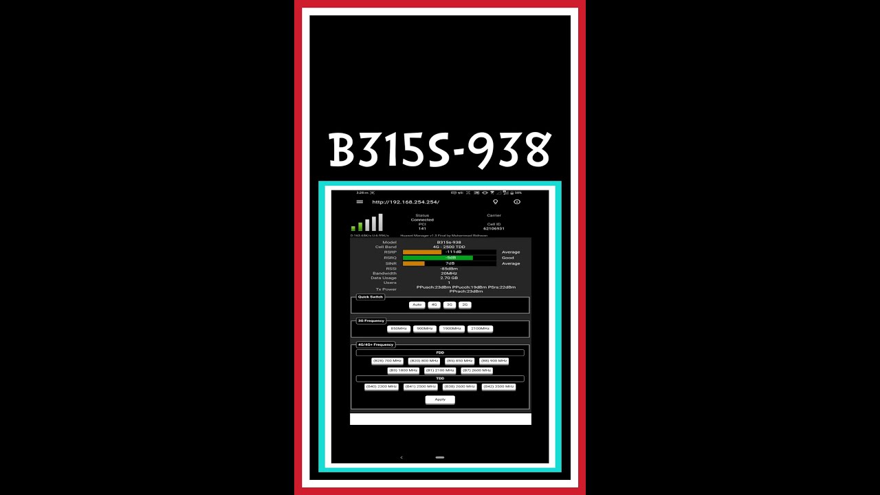 B315S-938 ADMIN CONFIG + Speed Test using External antenna - YouTube