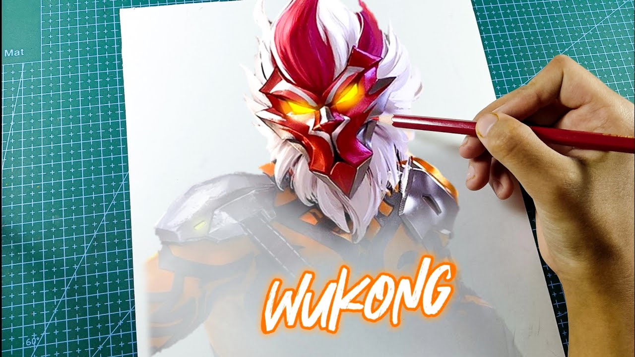 Wukong coloured pencil sketch portrait|Drawing #ff character Wukong for ...