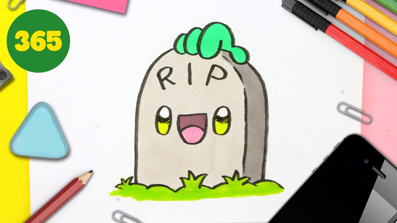 How to Draw a Cute grave Step by Step – Kawaii Drawing Tutorial - YouTube