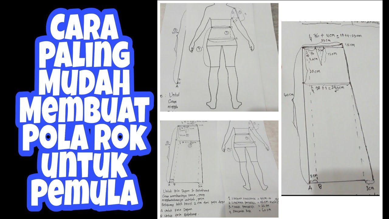 CARA MEMBUAT POLA ROK MUDAH DIMENGERTI / SKIRT Pattern || Cara Menjahit ...