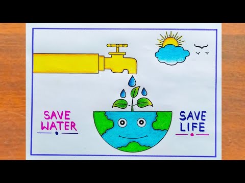 जल ही जीवन पर चित्र / Save Water Save Life Poster Drawing Easy Steps ...