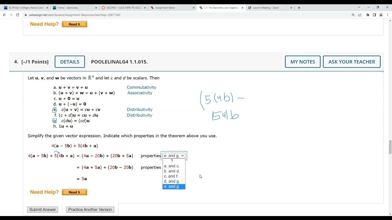 1.1 Vectors in the Plane (WebAssign) Linear Algebra - YouTube