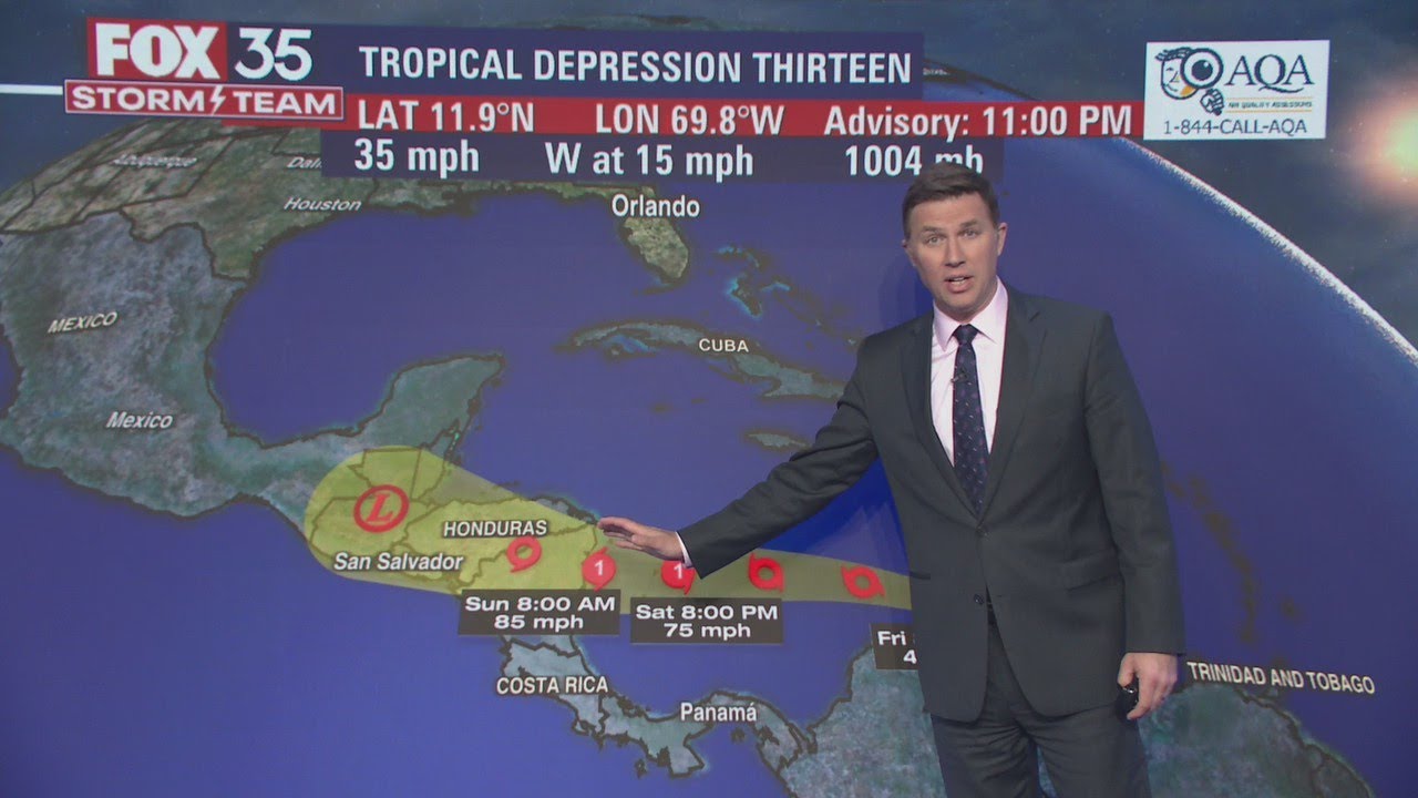 Tracking the Tropics: Tropical Depression 13 forms in Caribbean - YouTube
