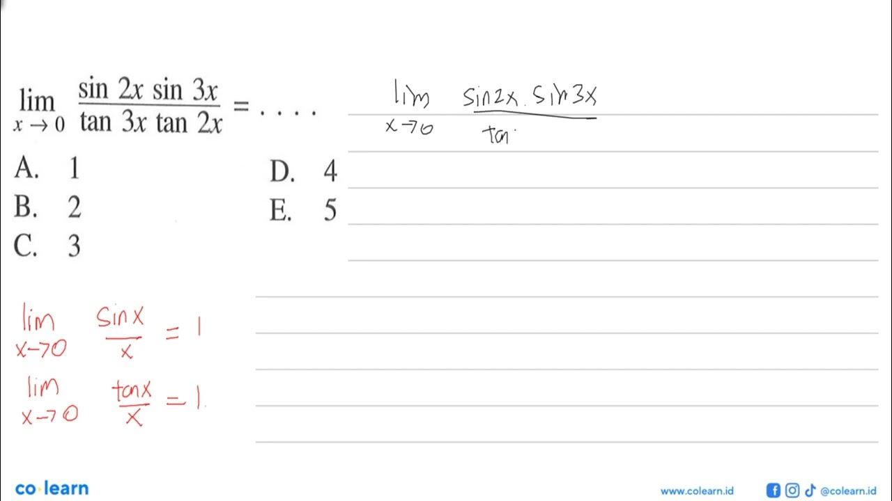 Lim X 0 sin 2x Sin3x tan 3x Tan 2x YouTube lim-x-0-sin-2x-sin3x-tan-3x-tan-2x-youtube