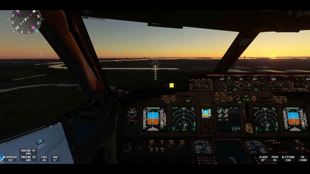 PMDG 737 sunset cockpit landing POV - YouTube