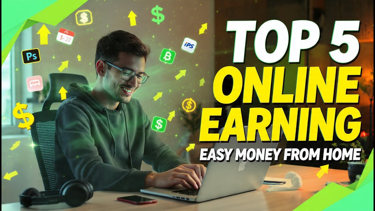 Top 5 Online Earning Side | Easy Ways to Earn Money from Home! - YouTube
