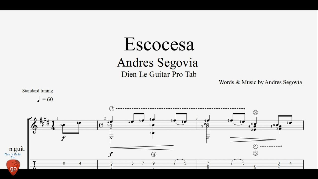 Andres Segovia - Escocesa - Guitar Tabs - YouTube