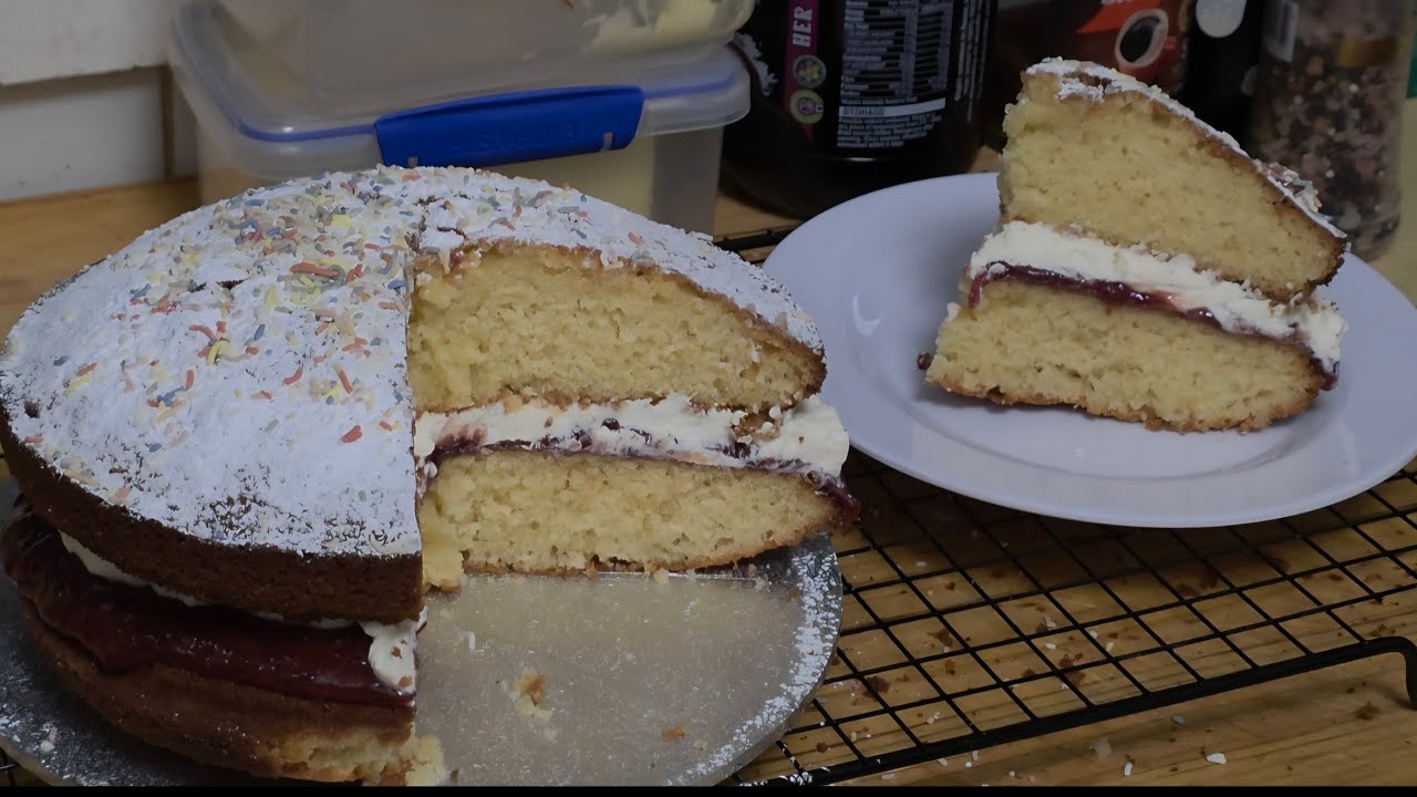 made Victoria jam sponge with home made jam - YouTube