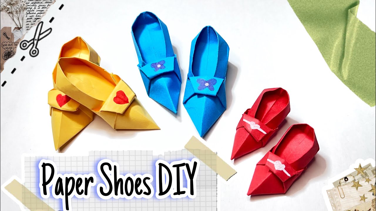 Paper Mini Shoes DIY | School crafts | Easy kids Craft | Origami Shoes ...