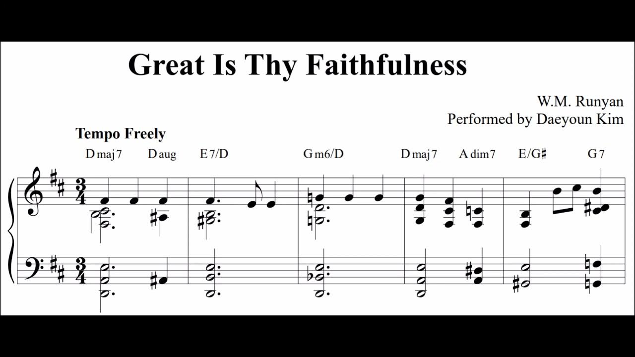 Great Is Thy Faithfulness 오 신실하신 주 For Solo Piano Sheet Music