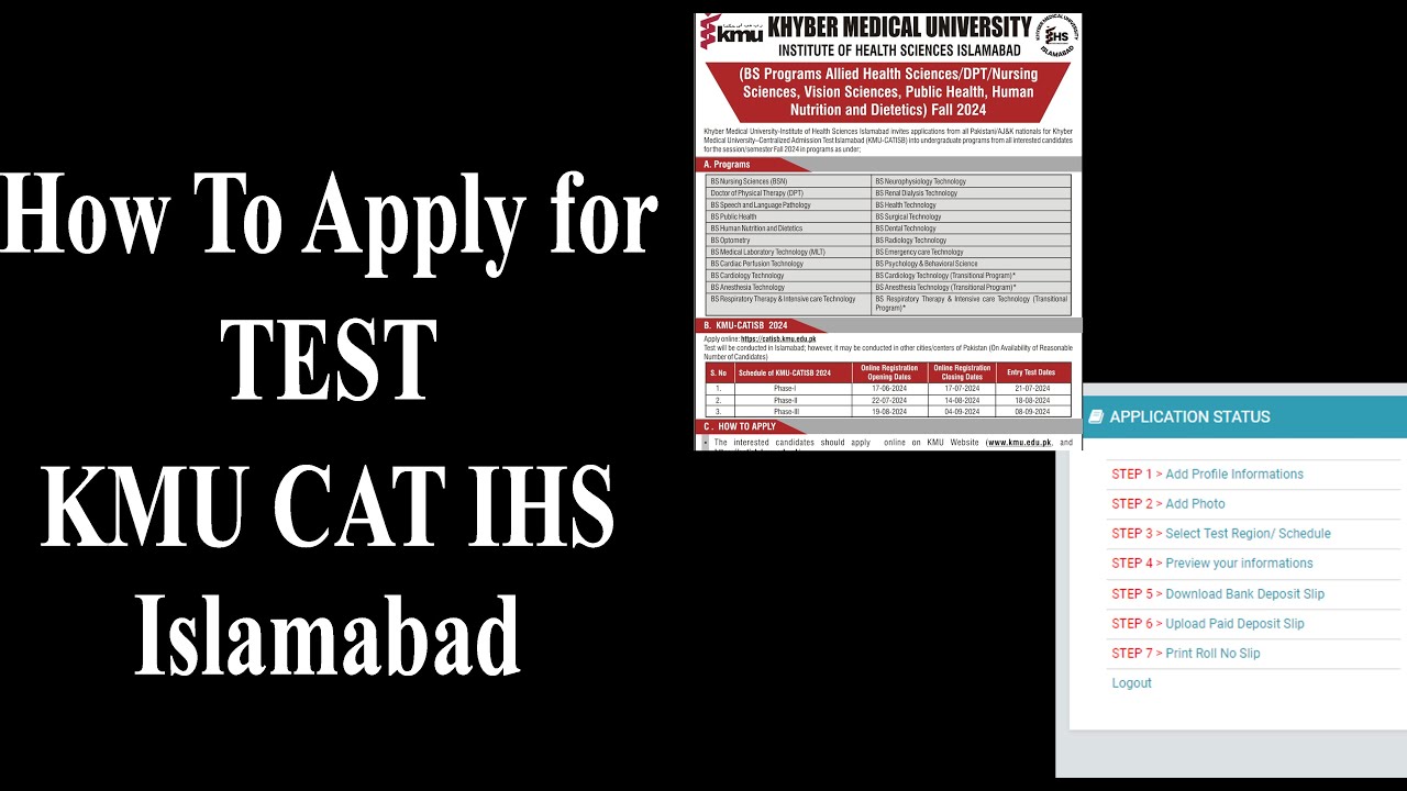 How to Apply for TEST KMU CAT IHS Islamabad? Sample Demonstration ...
