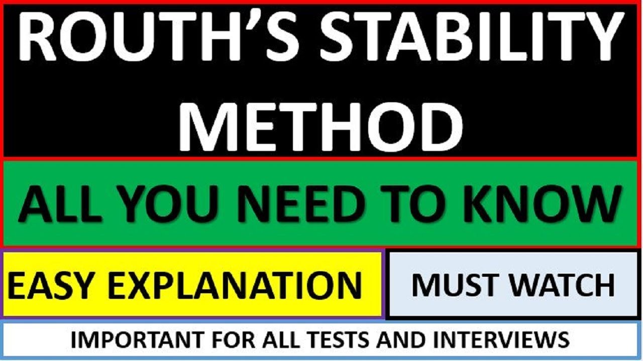 ROUTH'S STABILITY METHOD - YouTube