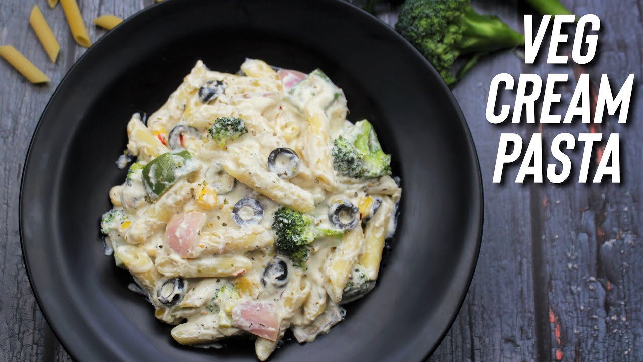 Veg Cream Pasta | Cream Of Vegetables Pasta Recipe | Jab's Cooking ...