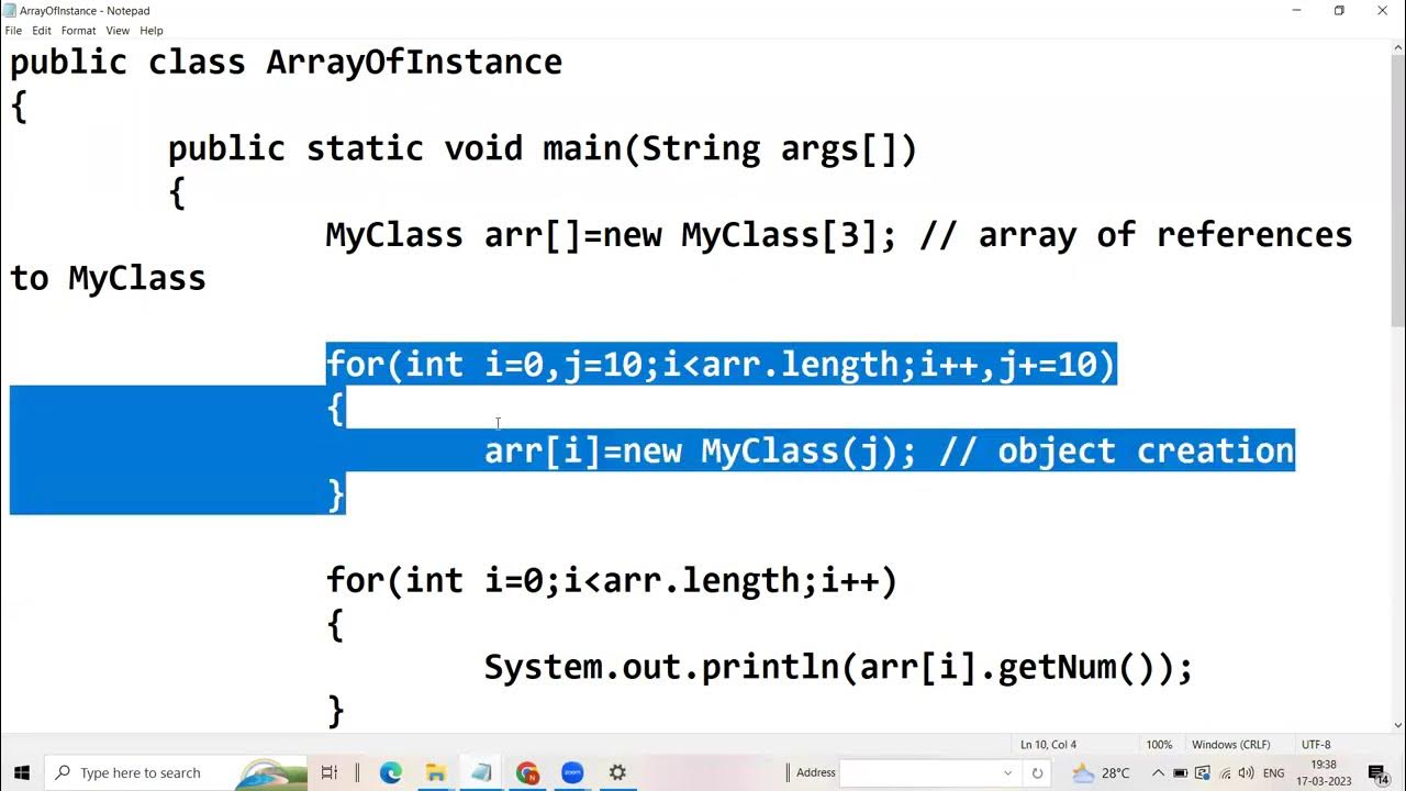 Core JAVA 1 Array of objects or instances - YouTube