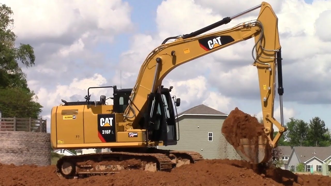 CAT 316F Excavator Moving Dirt - YouTube