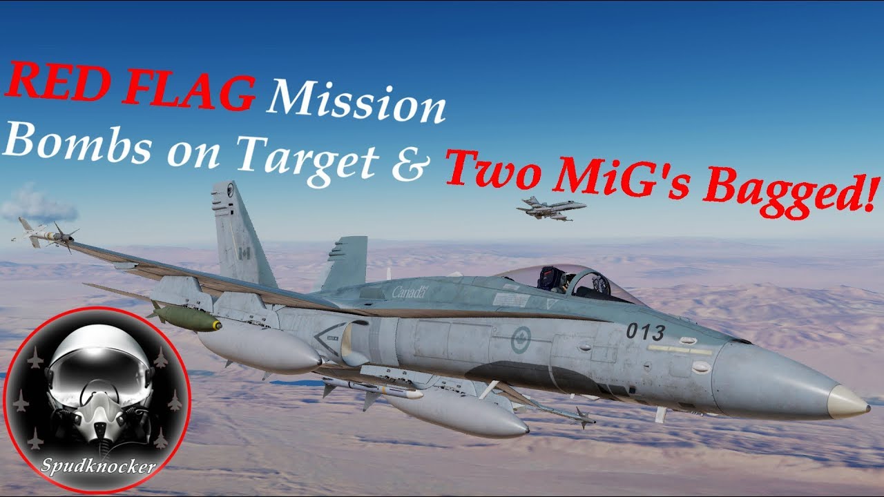 DCS F/A-18C Hornet RED FLAG Mission | A True Strike Fighter | Two MiG's ...