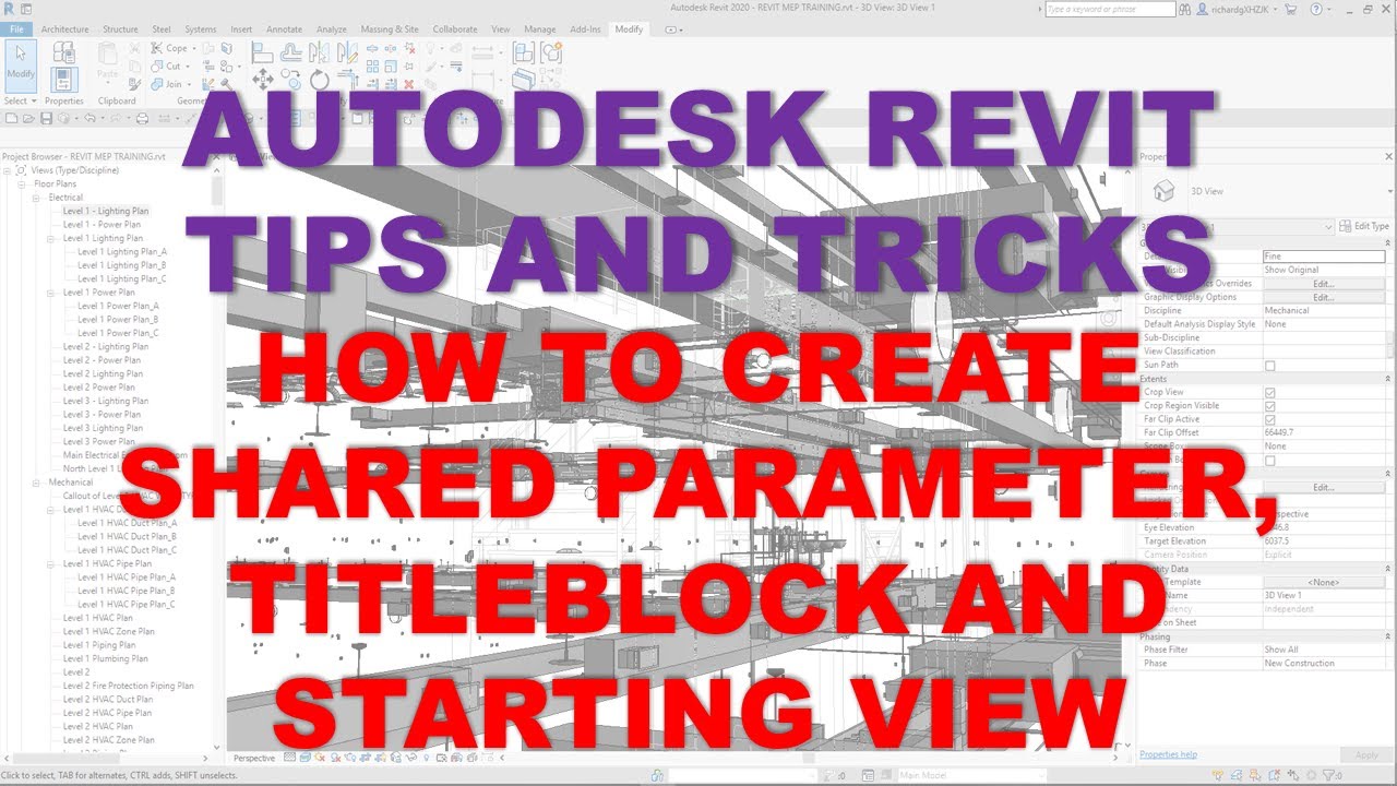 Tips And Tricks How To Create Shared Parameter Titleblock And Starting View Youtube