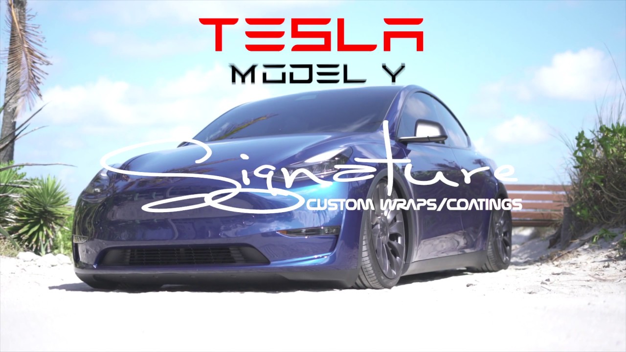 First Tesla Model Y bagged on Air Suspension | Signature Custom Wraps ...