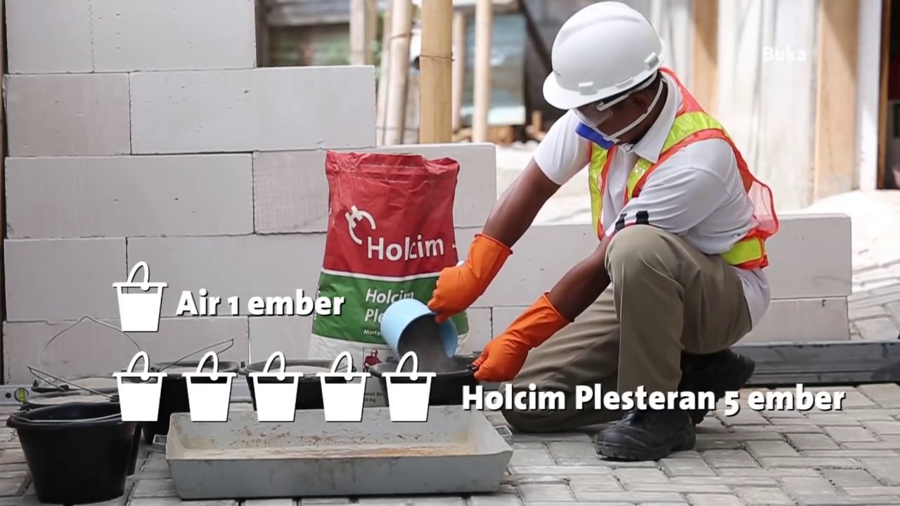 Aplikasi Holcim Mortar Plesteran - YouTube
