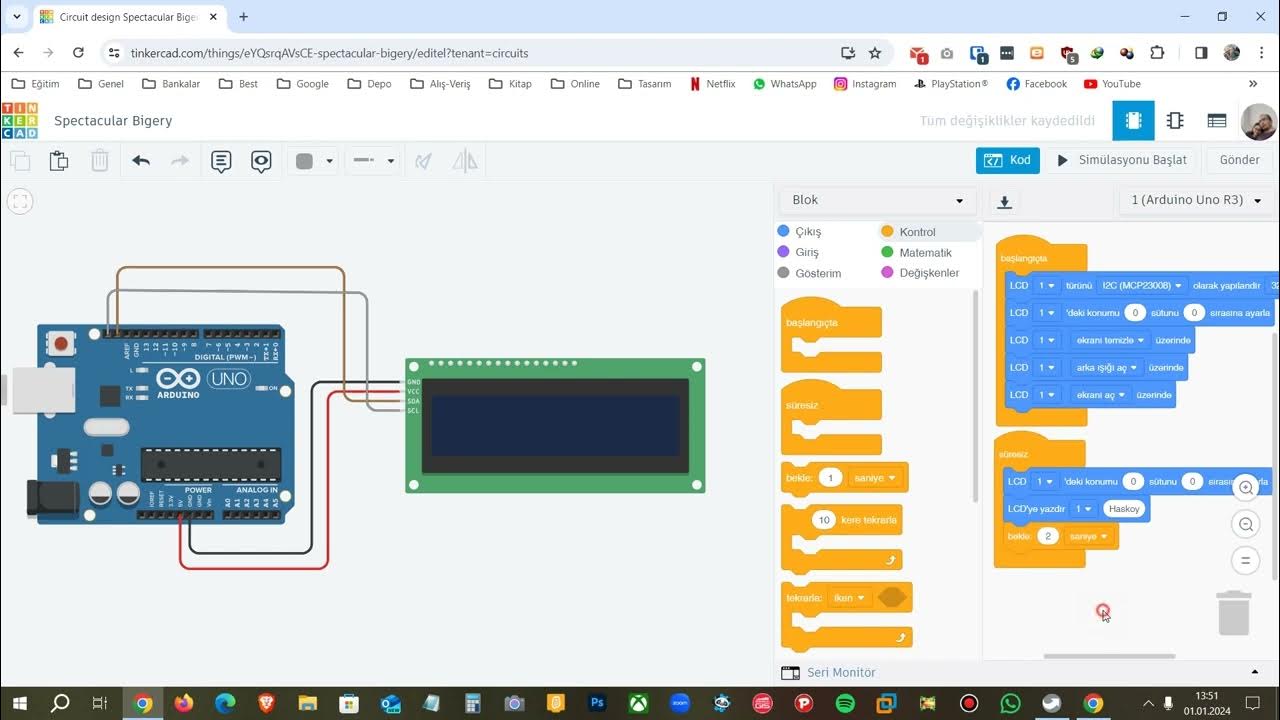 10. Uygulama TinkerCad ile LCD Ekran Kullanımı - YouTube