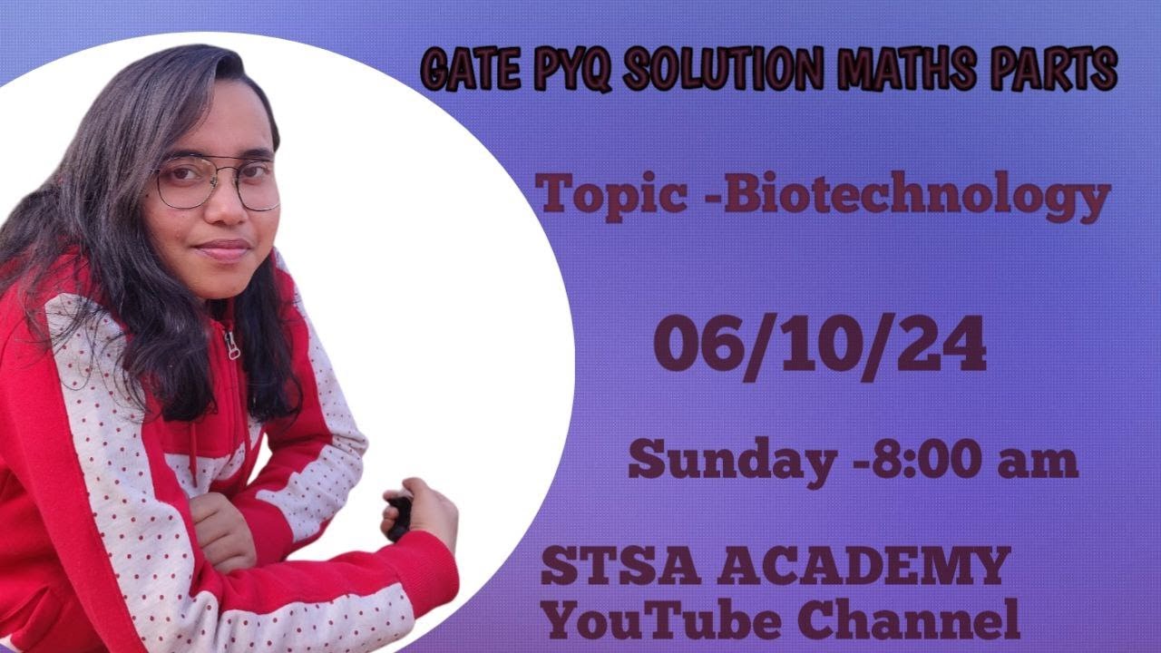 GATE PYQ MATHS PARTS BIOTECHNOLOGY - YouTube