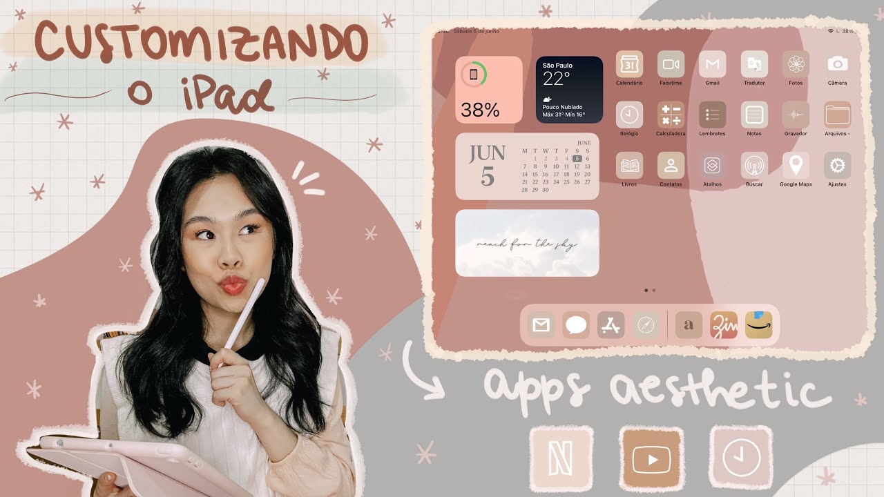 Customizando e Organizando o iPad *boho aesthetic* (free ícones ...