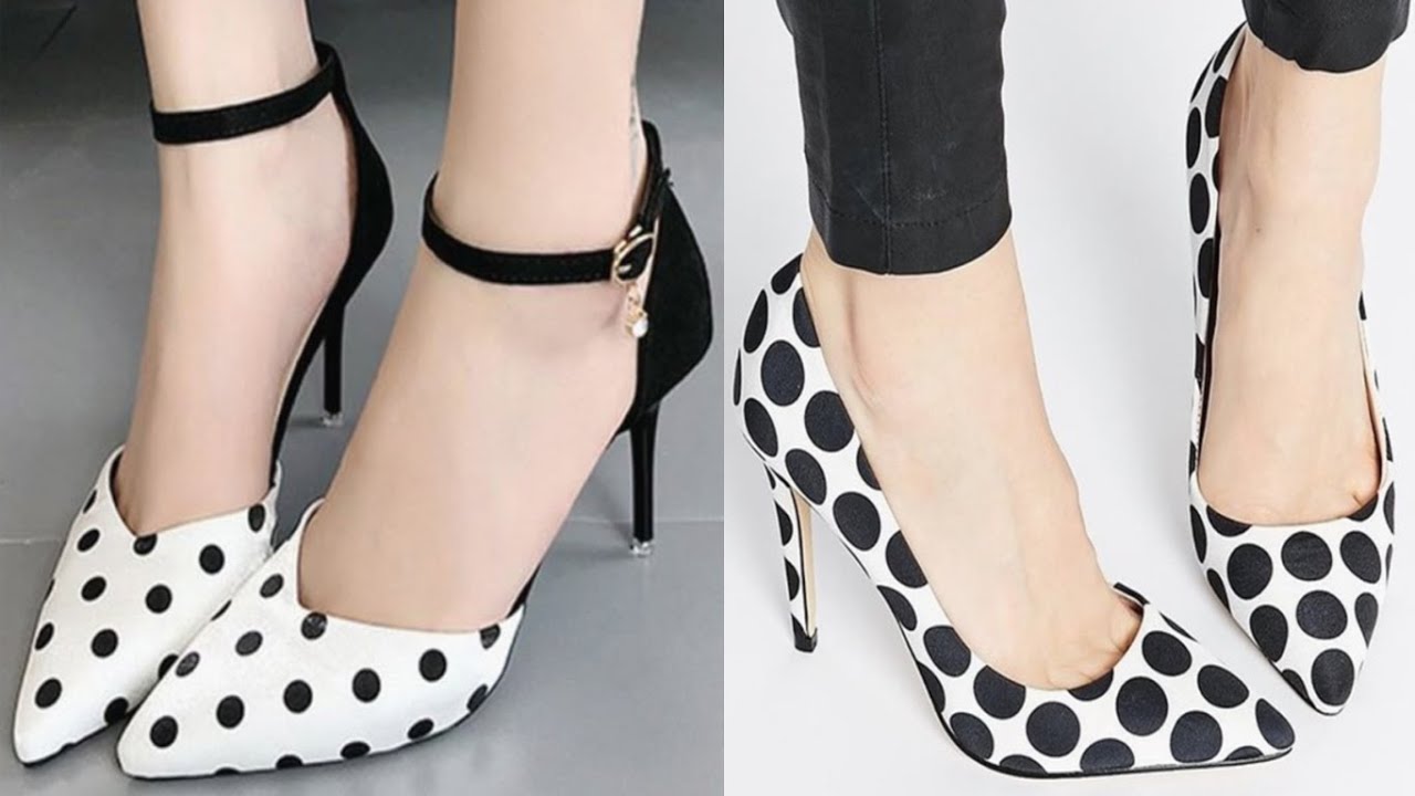 LATEST PRETTY POLKA DOT PRINTED HEELS DESIGNS FOR WOMEN || POLKA DOT ...