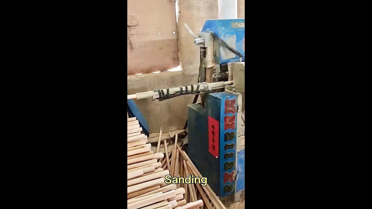 Automatic machine making 【wooden handle】 - YouTube