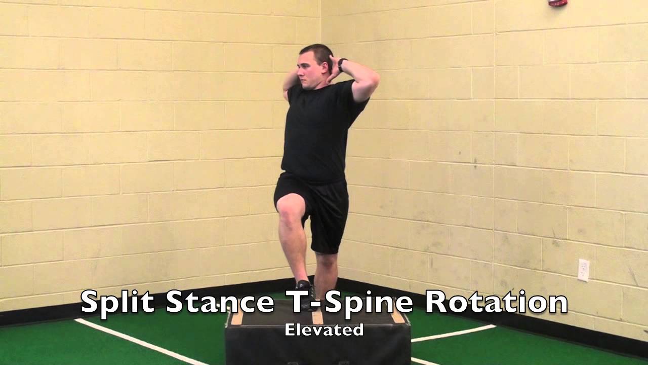 Split Stance T Spine Rot Eleveated - YouTube