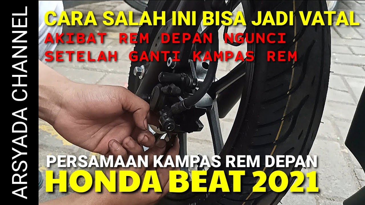 CARA INI BIKIN MERINDING |GANTI KAMPAS REM DEPAN HONDA BEAT 2021 - YouTube