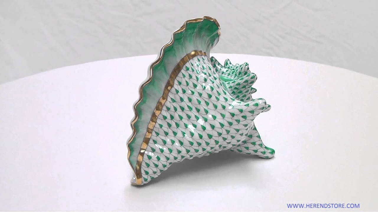 Herend Conch Shell Green Fishnet - YouTube
