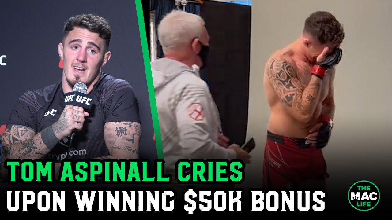 Tom Aspinall cries after winning $50,000 bonus for Sergey Spivak finish ...