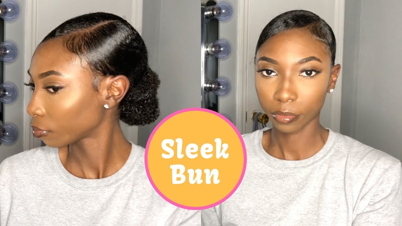 Sleek Bun on Natural Hair - YouTube