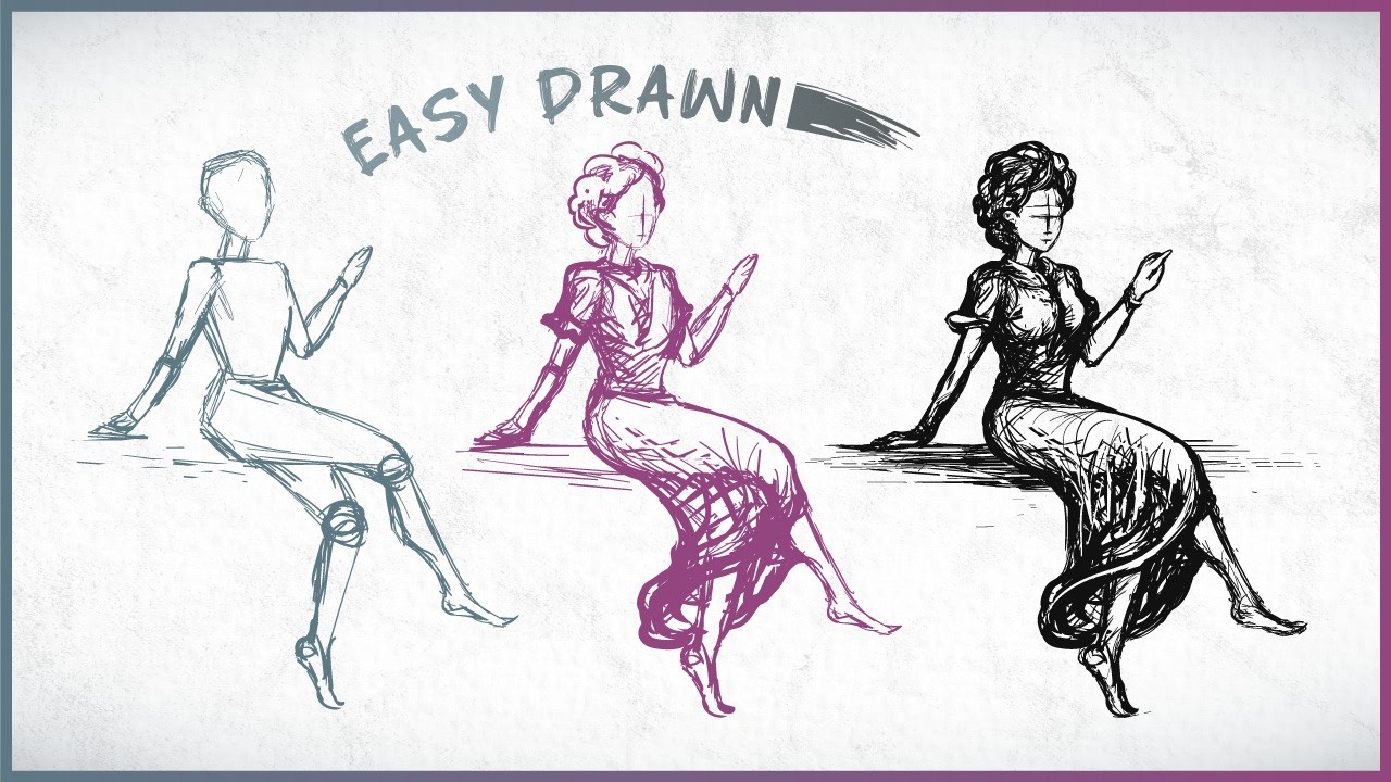 Any pose drawn for a female body sketch concept in Illustrator - YouTube