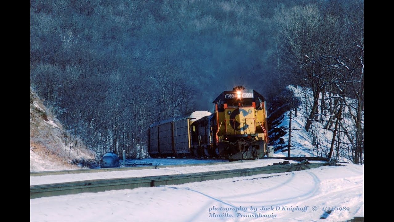 Chessie locomotives grind up Sand Patch grade at Manilla in the snow ...