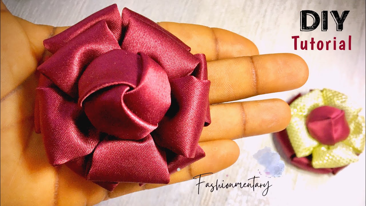 DIY - Easy satin fabric Flower | Tutorial | how to make Satin Rose ...