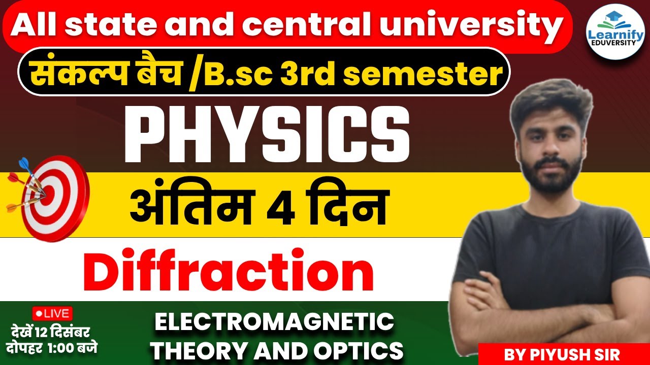 Diffraction | Electromagnetic Theory & Modern Optics | B.Sc.3rd Sem | Physics Class By Piyush ...