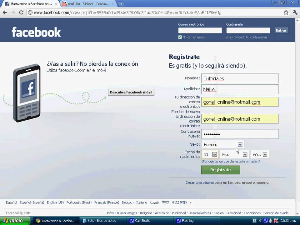 tutorial de como registrarse en facebook - YouTube
