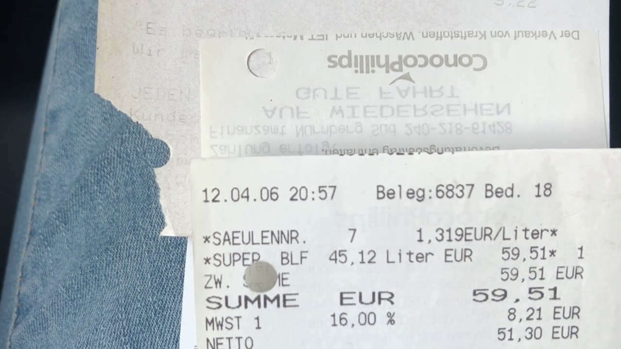 Tankbelege von 1997, 2006 und aktuell 2018. Wie groß ist der ...