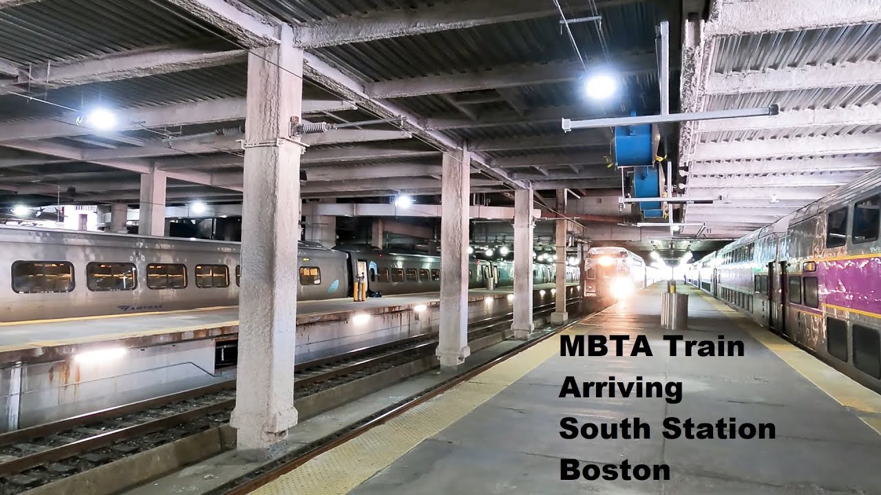 MBTA Train Arriving at South Station in Boston - Northeast Corridor ...