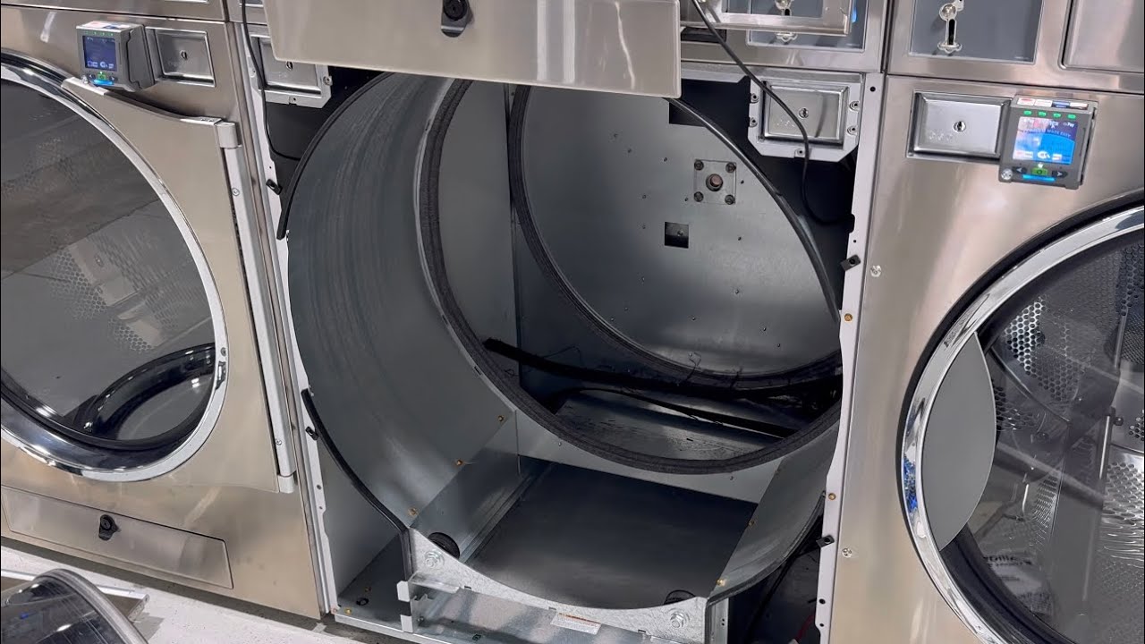 Changing belt on 45lb Huebsch/speed queen dryer - YouTube
