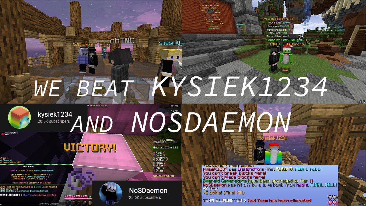 beating nosdaemon and kysiek1234 in a bedwars game (#5 and #6 in ...