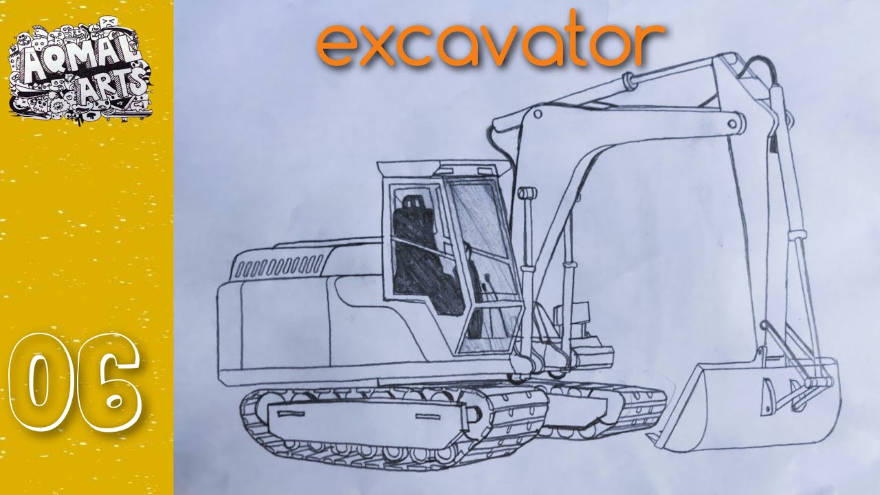 how to draw an excavator - YouTube