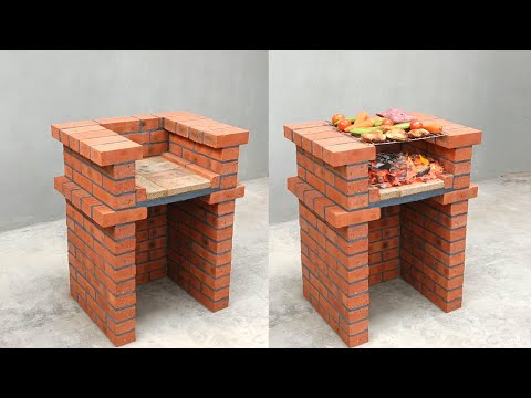 Bauen Sie einen Außengrill aus roten Ziegeln