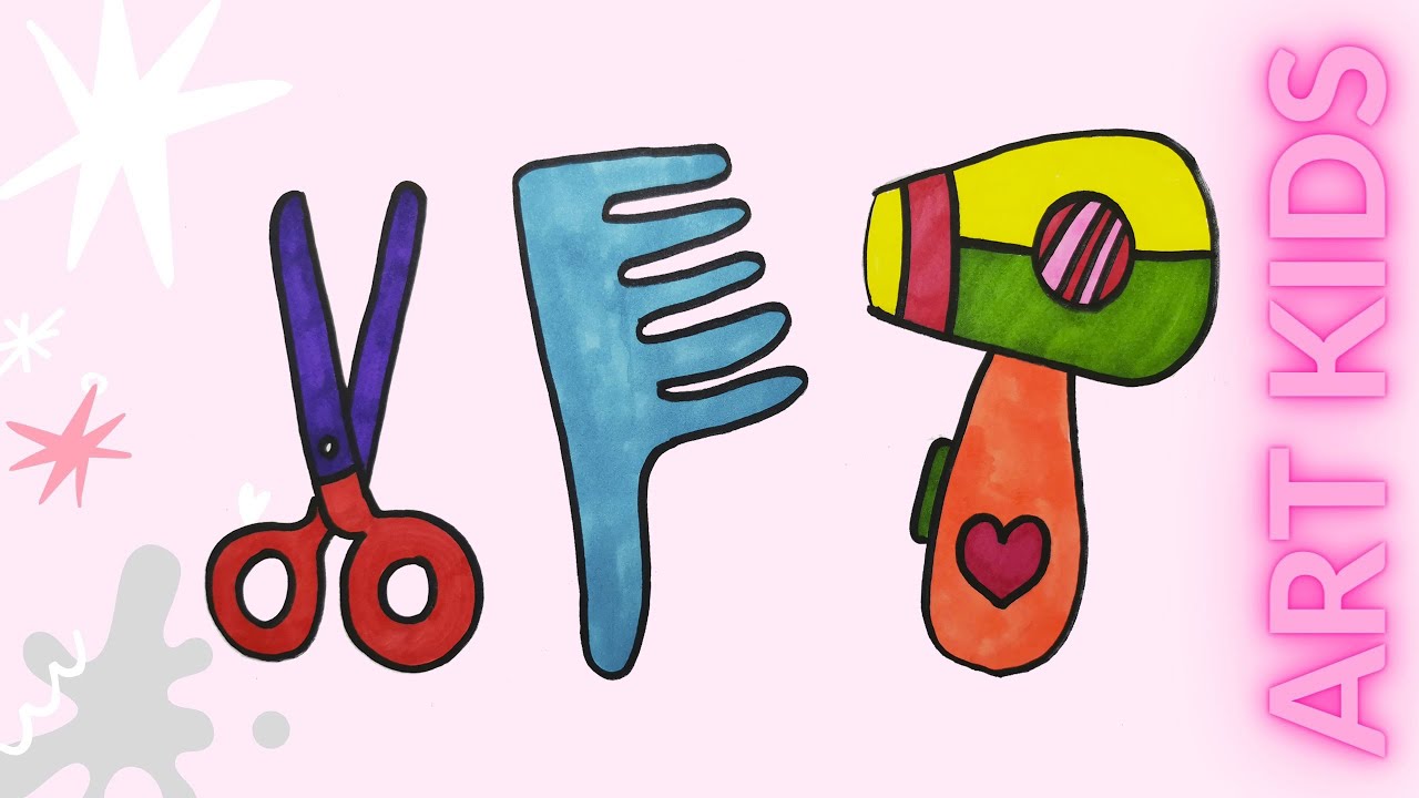 How to draw barber tools / simple drawings for children - YouTube