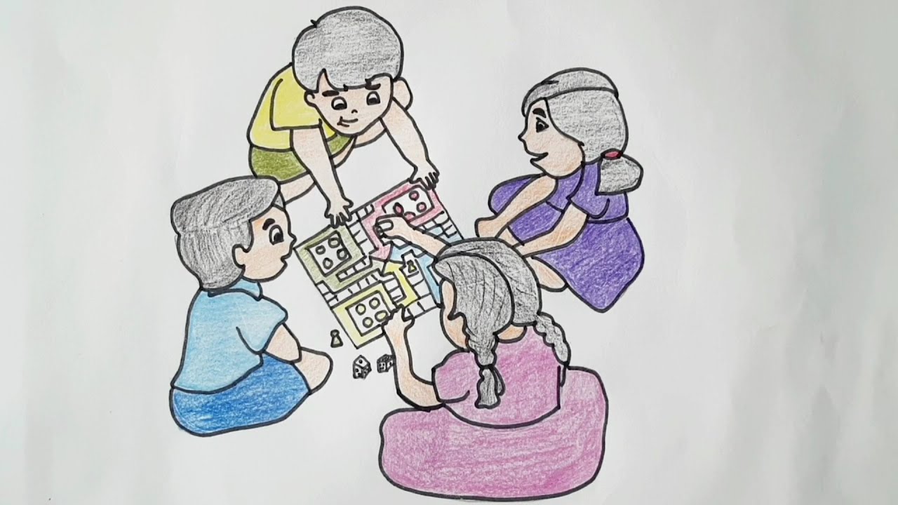Simple Drawing Of Kids Playing ludo! - YouTube
